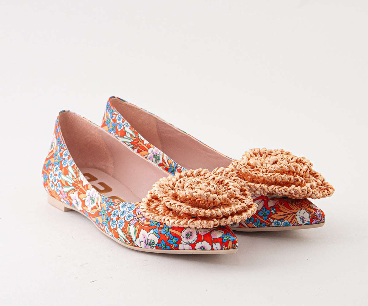 RAS SHOES SAMPLE - ICONICA 8005 FLORAL BALLERINA WITH RAFIA FLOWER ...